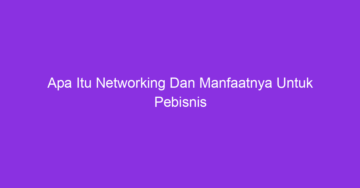 Apa Itu Networking Dan Manfaatnya Untuk Pebisnis