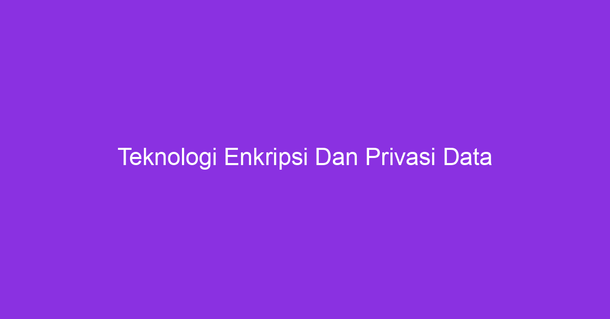 Teknologi Enkripsi Dan Privasi Data